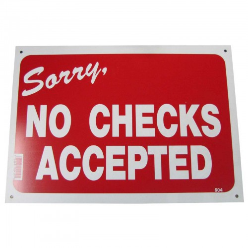 No Checks Accepted Sign